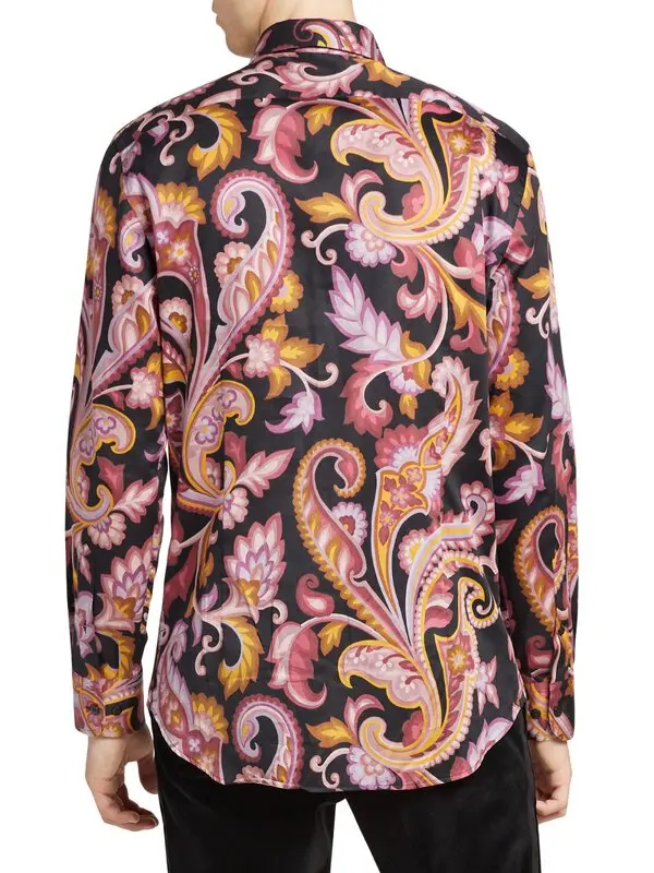 Etro Paisley Cotton Button-front Shirt - Printed Black Base