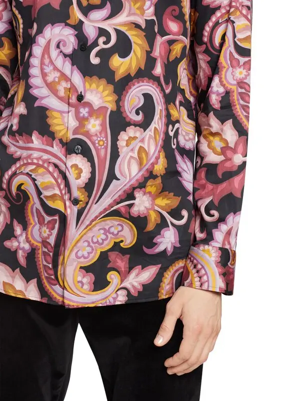 Etro Paisley Cotton Button-front Shirt - Printed Black Base