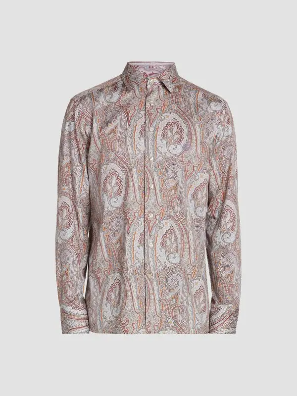 Etro Paisley Cotton Button-front Shirt - Printed Grey Base