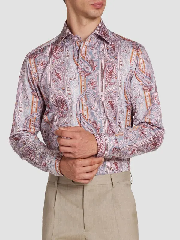 Etro Paisley Cotton Button-front Shirt - Printed Grey Base
