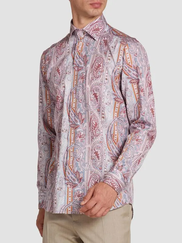Etro Paisley Cotton Button-front Shirt - Printed Grey Base