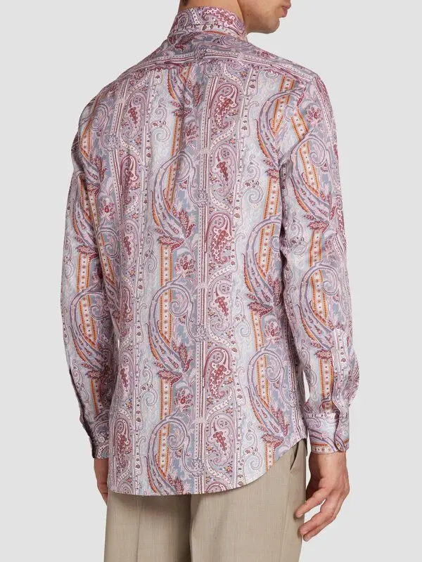 Etro Paisley Cotton Button-front Shirt - Printed Grey Base