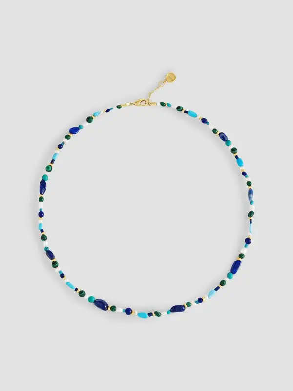 ANABEL ARAM Milos 18k-gold-plated & Natural Stone Beaded Necklace - Multi Blue