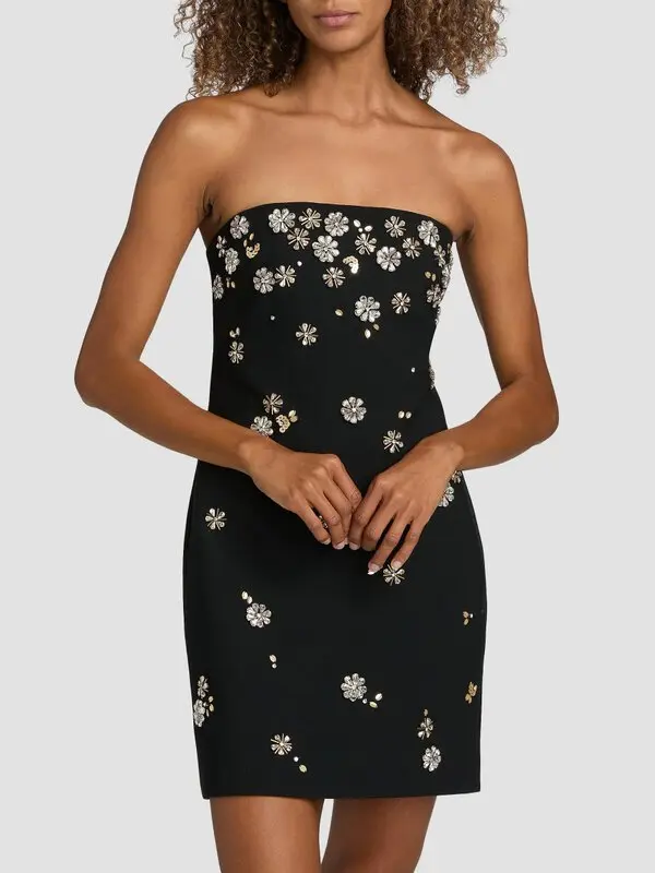 Cinq À Sept Samia Tumbling Flowers Strapless Minidress