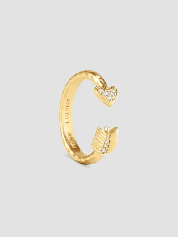 ANABEL ARAM Heart 18k--plated & Cubic Zirconia Arrow Cuff Ring