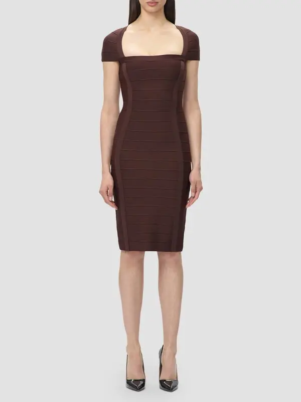 Herve Leger The Premiere Bandage Midi-dress - Walnut