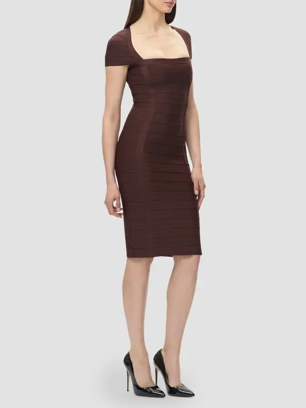 Herve Leger The Premiere Bandage Midi-dress - Walnut