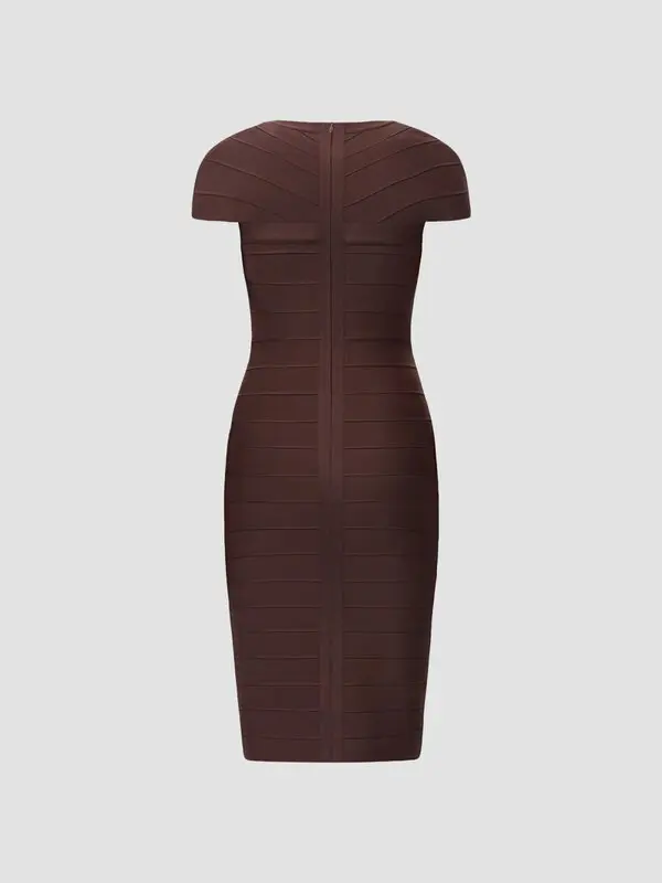 Herve Leger The Premiere Bandage Midi-dress - Walnut
