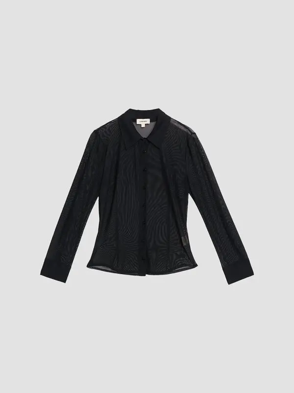 L'Agence Indiana Sheer Fitted Blouse - Black