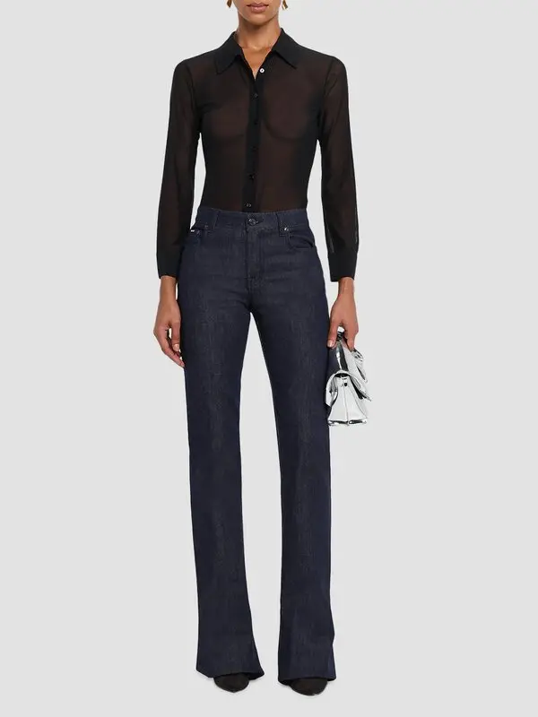 L'Agence Indiana Sheer Fitted Blouse - Black