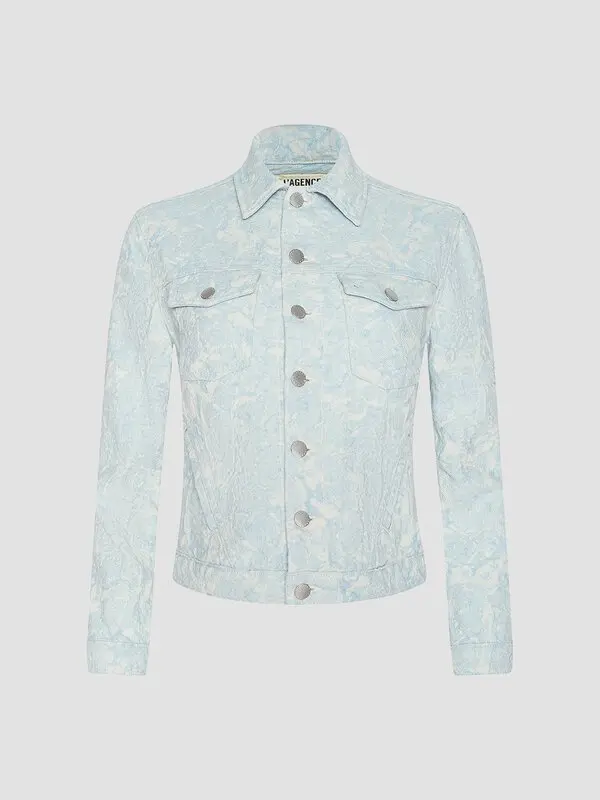 L'Agence Maven Slim Denim Jacket - Cloud Damask
