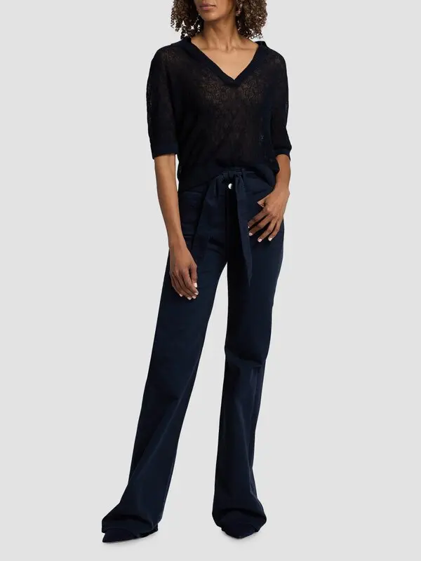 Veronica Beard Issa Linen-blend Polo Sweater