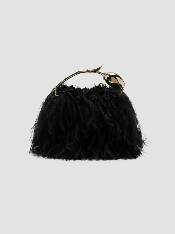 Erdem Bloom Mini Ostrich-feather Leather Top Handle Bag