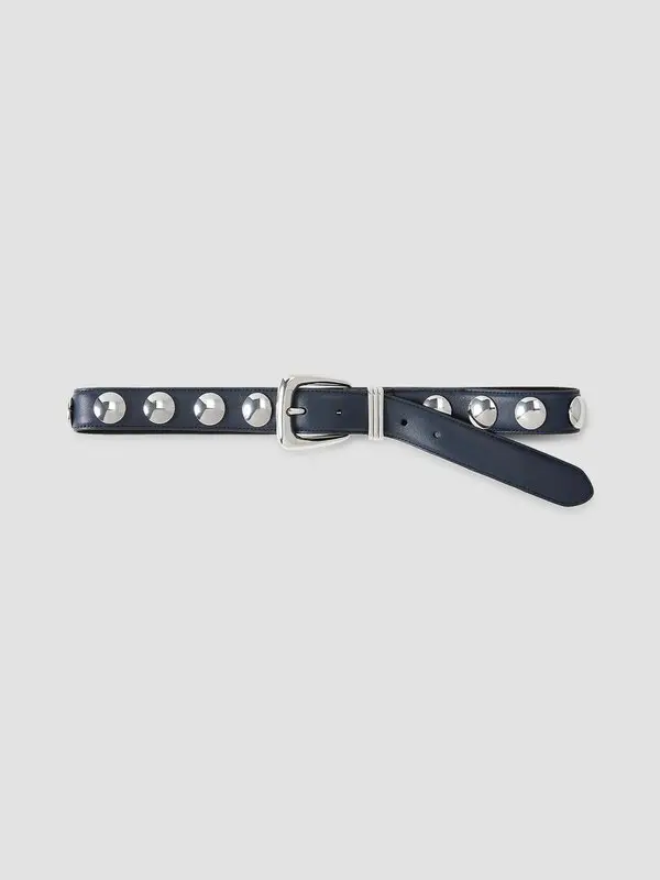 Veronica Beard Arch Studded Leather Belt - Navy