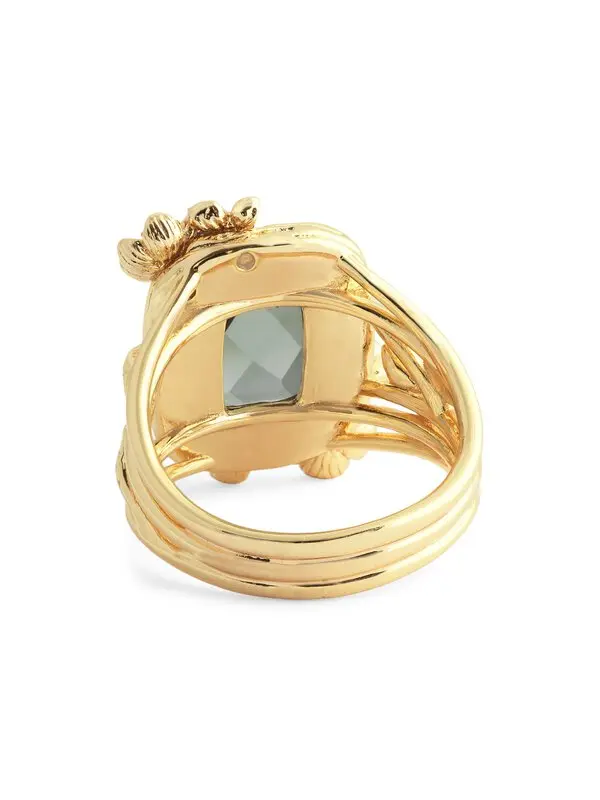 ANABEL ARAM Wildflowers 18k Gold-plated, Glass, Enamel & Crystal Ring