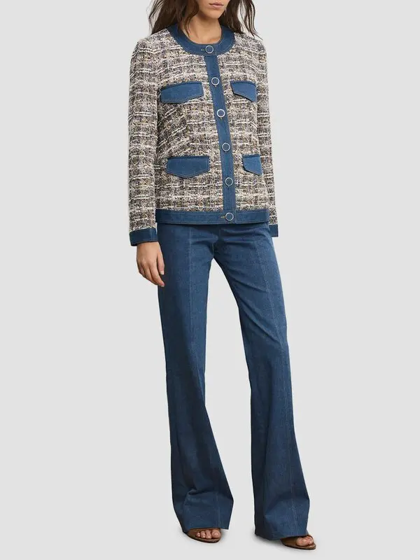 Veronica Beard Ainslie Tweed Cotton-blend Jacket - Navy Multi