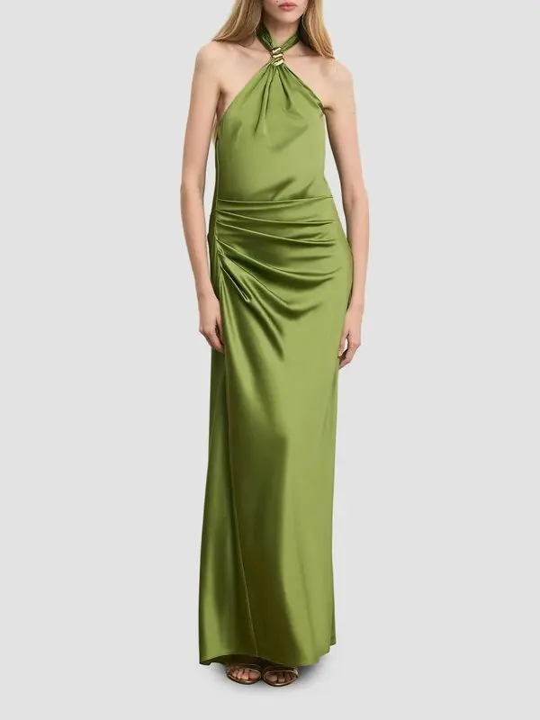 Veronica Beard Izaren Satin Halterneck Gown - Cactus