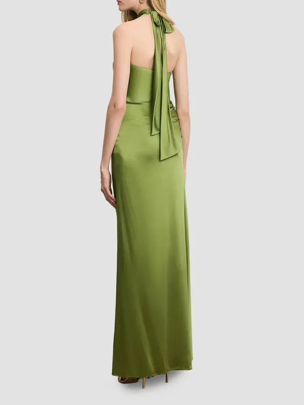 Veronica Beard Izaren Satin Halterneck Gown - Cactus