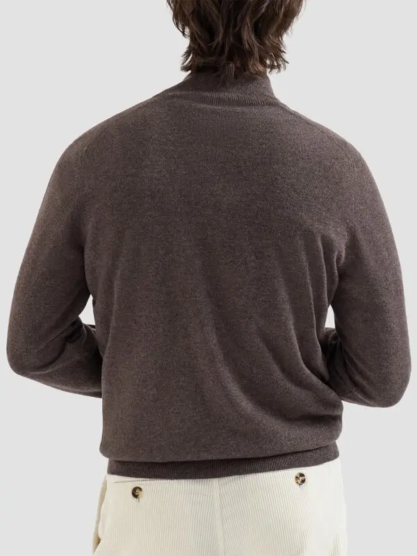 Brunello Cucinelli Cashmere Sweater With Half Zip - Brown