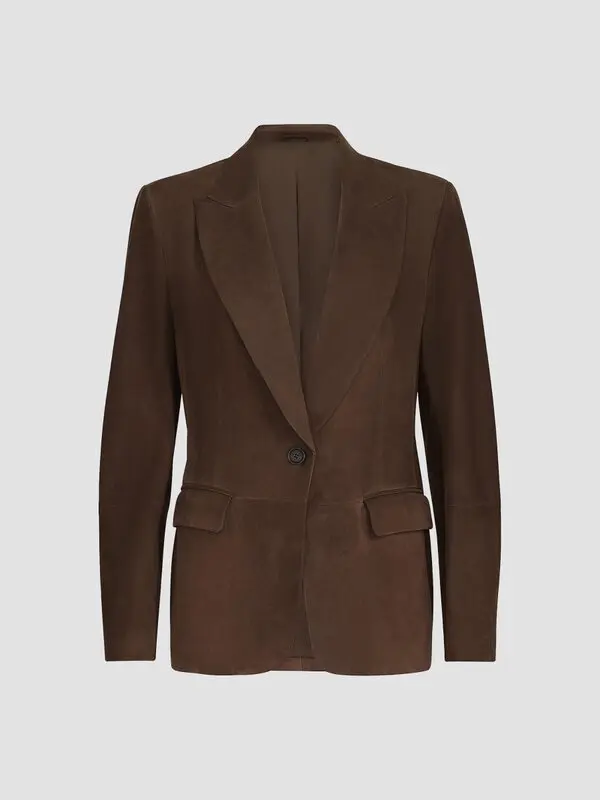 Brunello Cucinelli Suede Blazer With Monili - Rust Brown