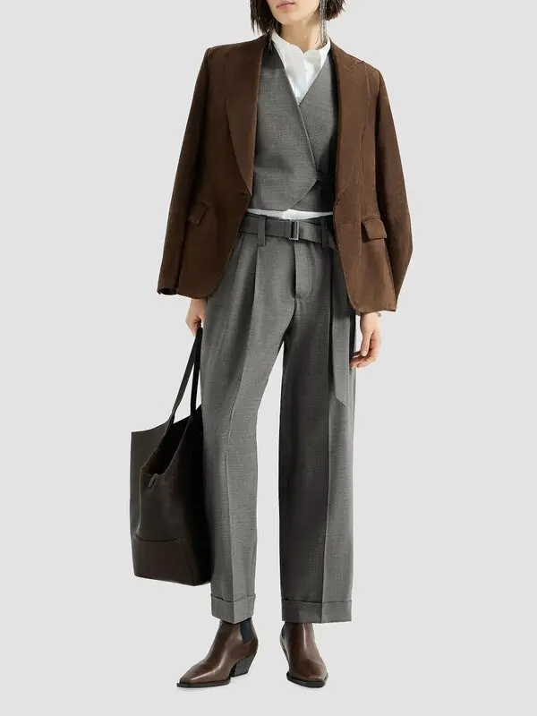 Brunello Cucinelli Suede Blazer With Monili - Rust Brown