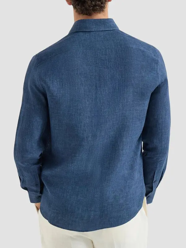 Brunello Cucinelli Délavé Linen Easy Fit Shirt With Spread Collar
