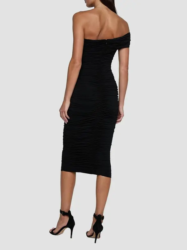 L'Agence Cheryl Shirred One-shoulder Midi-dress