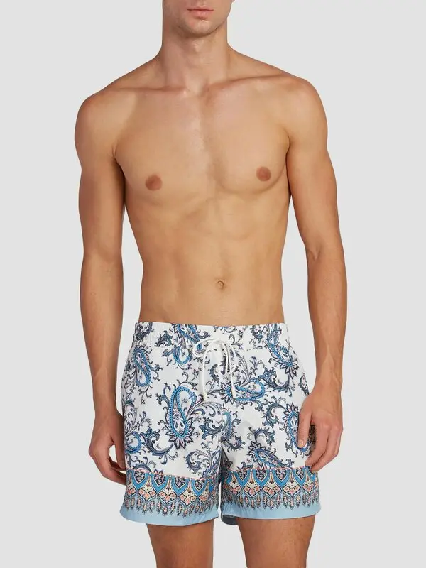 Etro Paisley Print Swim Trunks