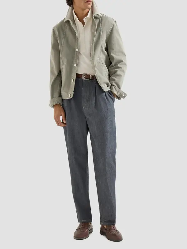 Brunello Cucinelli Linen And Cotton Mélange Jersey Polo With Shirt Style Collar - Panama