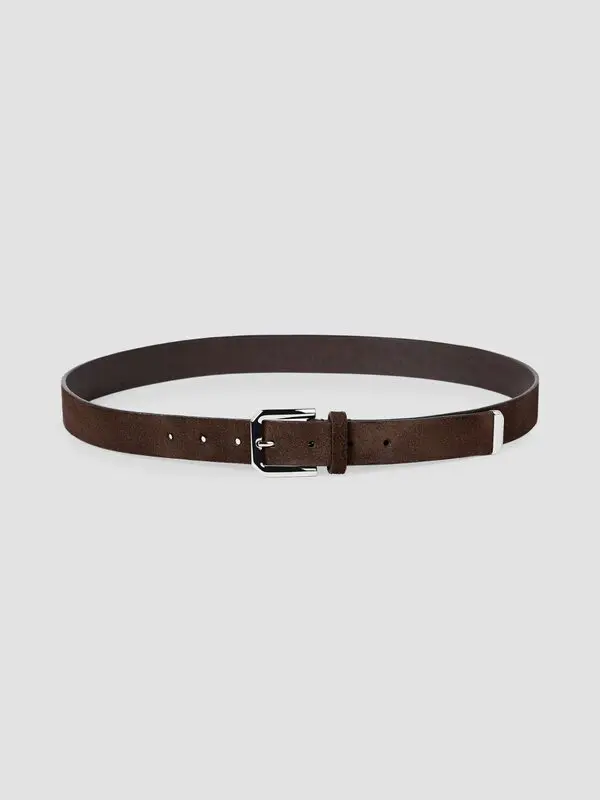 Brunello Cucinelli Reversed Leather Belt With Square Buckle And Tip - Rust Brown