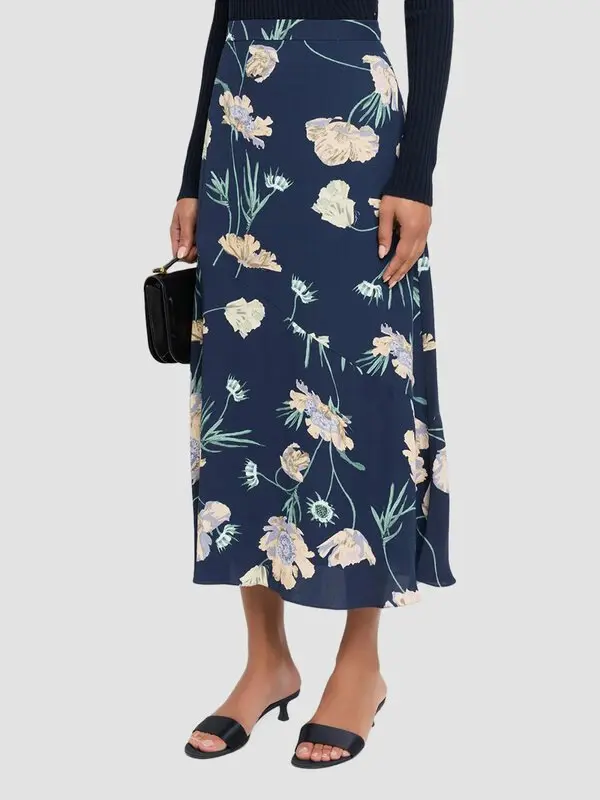 Erdem Floral Crepe A-line Midi Skirt