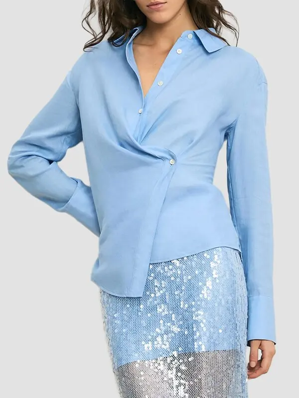 Veronica Beard Perezzi Linen Shirt - Blue Jay