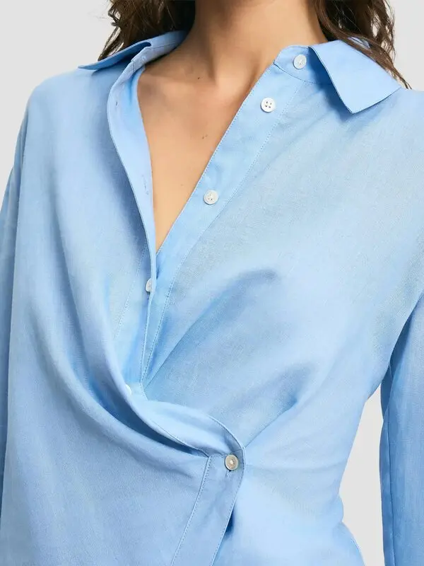 Veronica Beard Perezzi Linen Shirt - Blue Jay