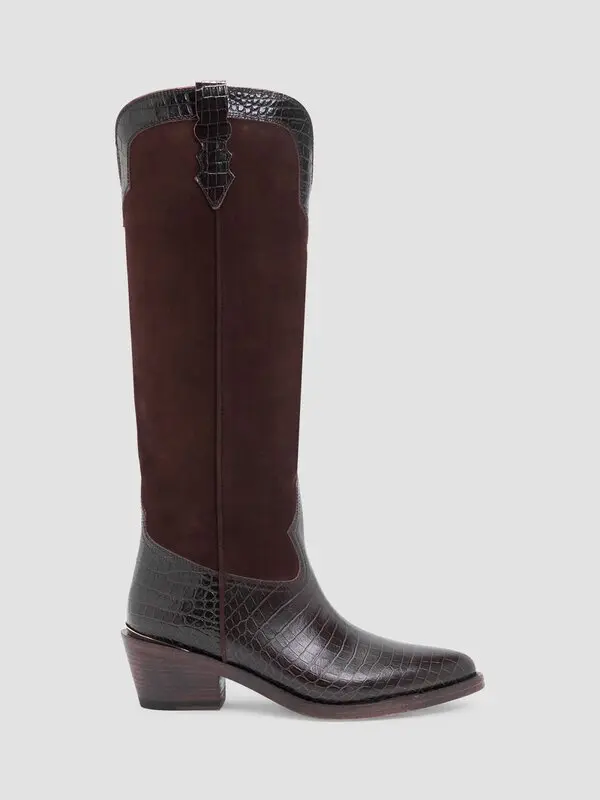Partlow Mira 55mm Croc-embossed Leather Knee-high Boots