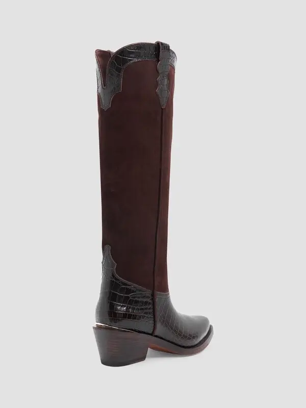 Partlow Mira 55mm Croc-embossed Leather Knee-high Boots