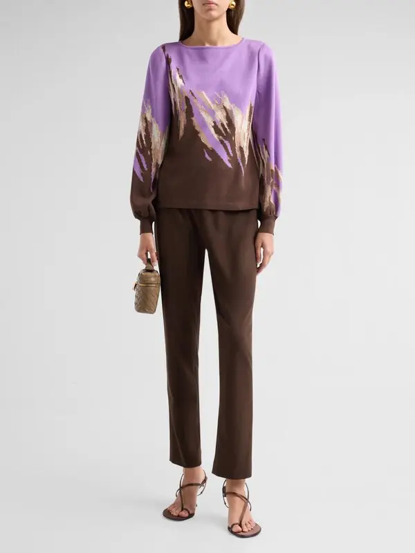 Ming Wang Deco Crepe Straight-leg Pants