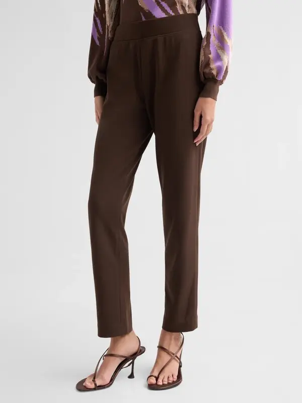 Ming Wang Deco Crepe Straight-leg Pants