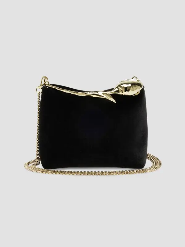 Erdem Bloom Mini Velvet Top Handle Bag - Black