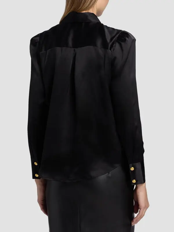 L'Agence Honey Silk Tieneck Blouse - Black