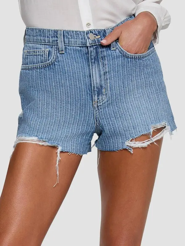 L'Agence Clark Raw Denim Shorts