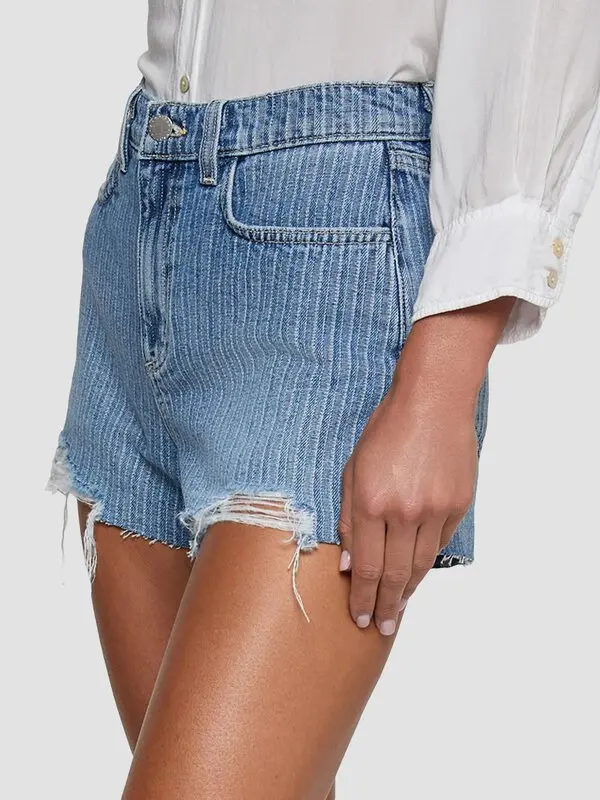 L'Agence Clark Raw Denim Shorts