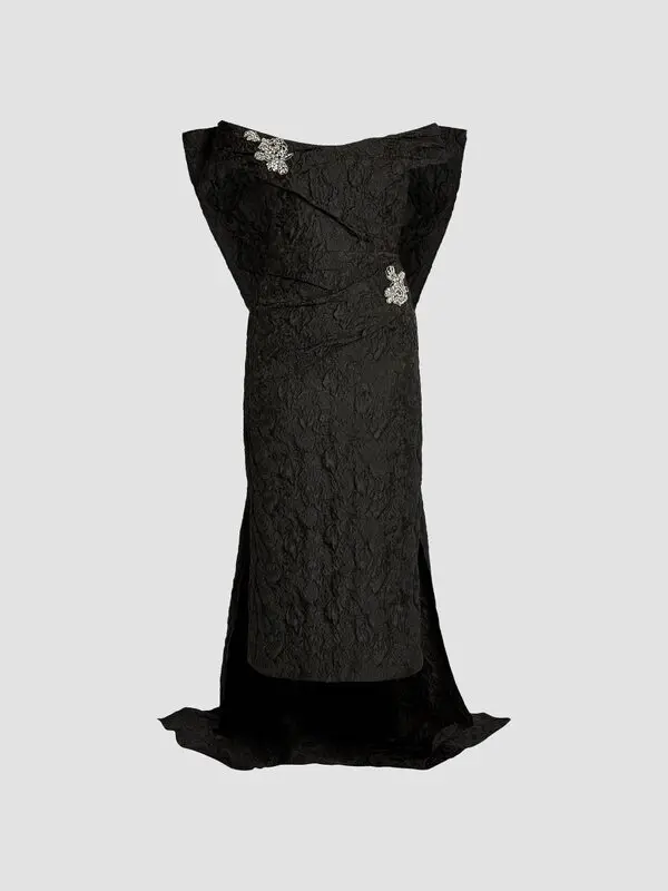 Erdem Embellished Off-the-shoulder Cocktail Dress - Black