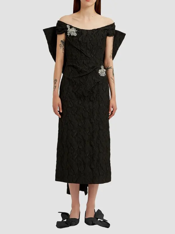 Erdem Embellished Off-the-shoulder Cocktail Dress