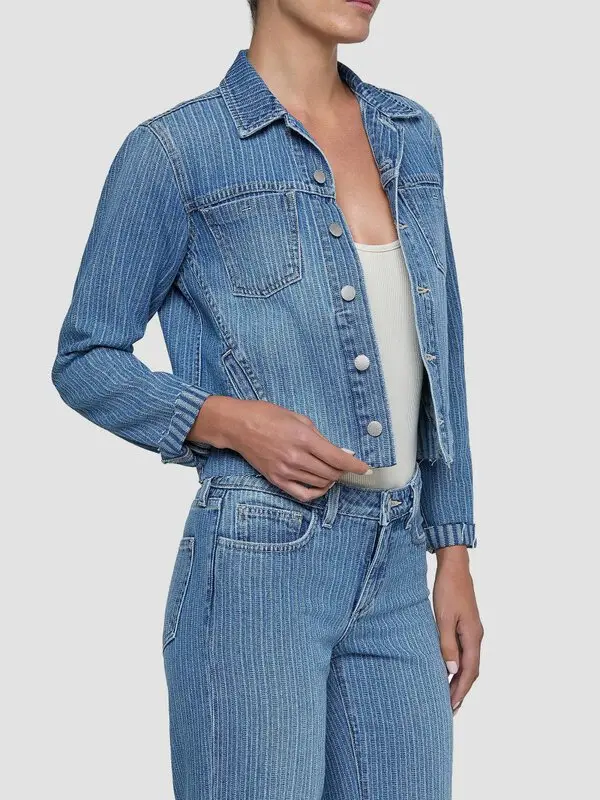L'Agence Janelle Slim Raw Denim Jacket