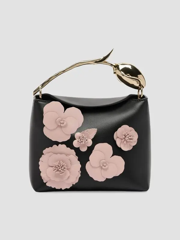 Erdem Bloom Mini 3d Floral Leather Top Handle Bag