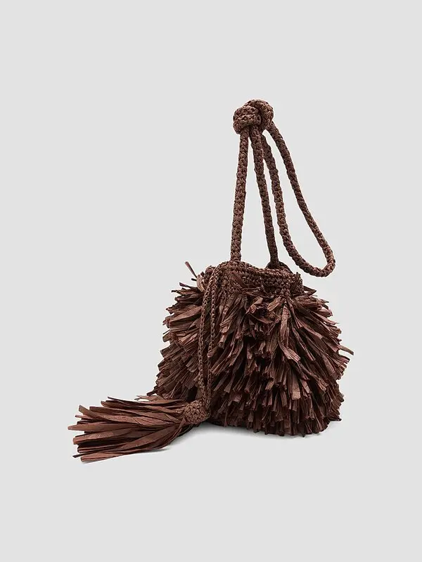 A.L.C. Sasha Fringed Paper Yarn Crossbody Bag - Chocolate