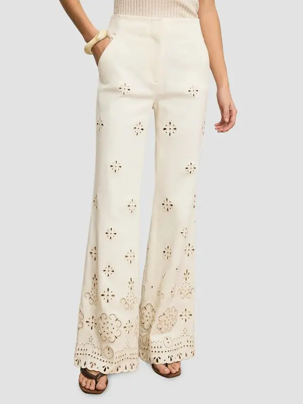 Veronica Beard Komi Eyelet Flare Pants - Dove