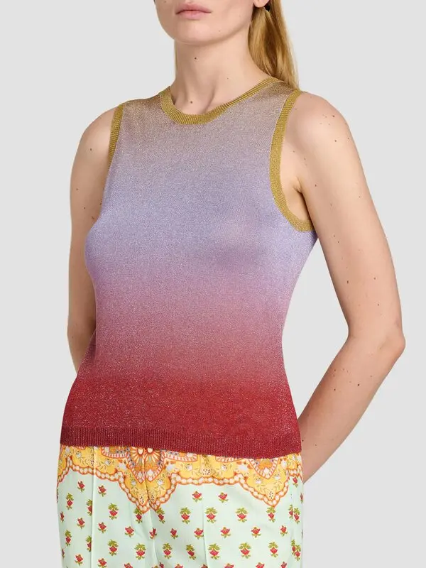 Etro Gradient Metallic Knit Top - Multicolor Pink Base