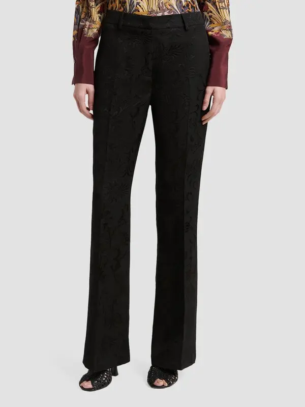Etro Floral Jacquard Boot-cut Trousers