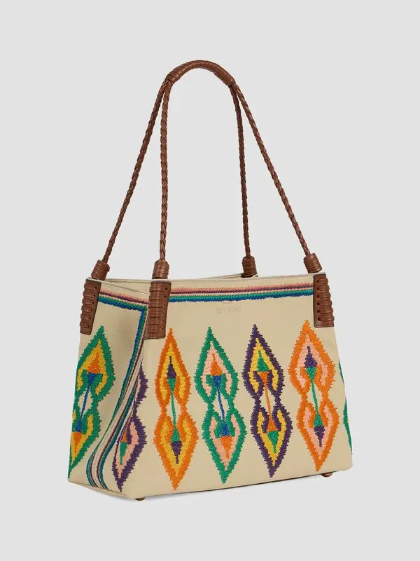 Etro Embroidered Canvas Shopping Bag